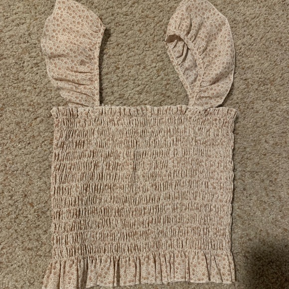 SHEIN | Tops | Smocked Flutter Sleeve Crop Top Small | Poshmark